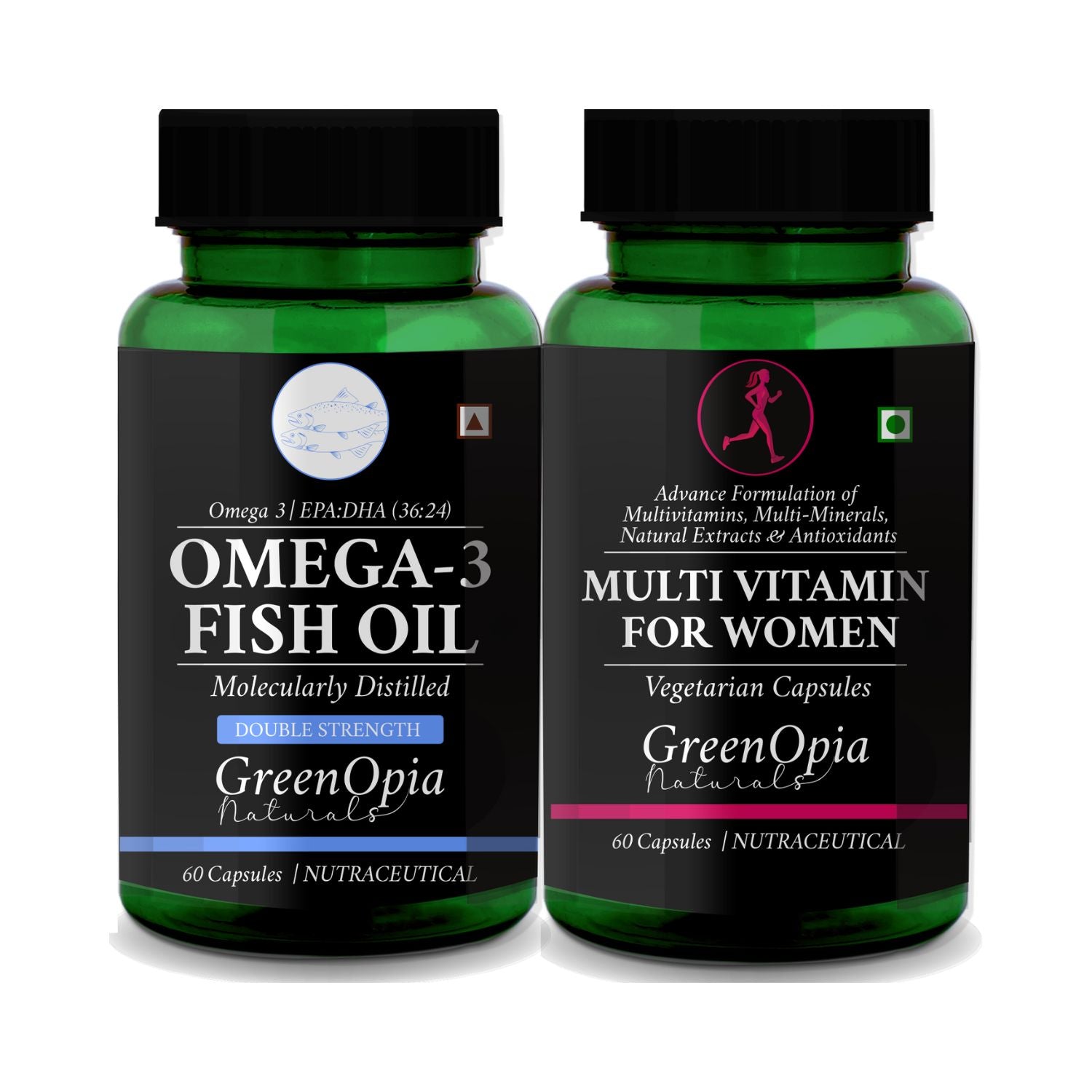 Buy GreenOpia Multivitamin & Fish Oil Combo for Women | Omega-3 Fish Oil & Multivitamins | Daily ...